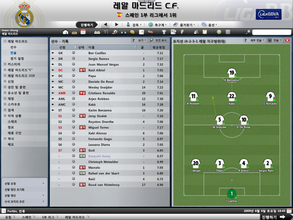 레알마드리드 갈락티코2기 공존전술 4-2-3-1 트레블달성!!전술파일재업! - FM2009 전술/트레이닝 - 챔피온쉽 매니저 - 대한민국